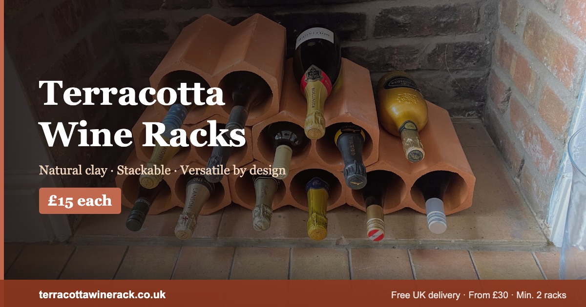 Terracotta Wine Racks | Stackable Clay Wine Storage | UK Delivery